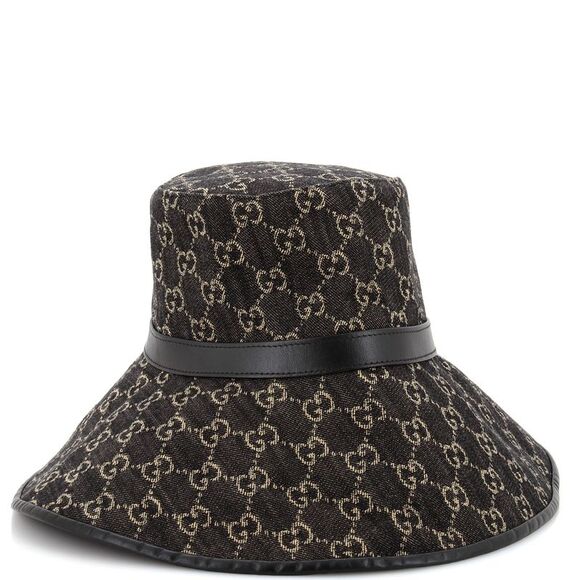 Gucci | Accessories | Gucci Wide Brim Hat Gg Denim Black | Poshmark
